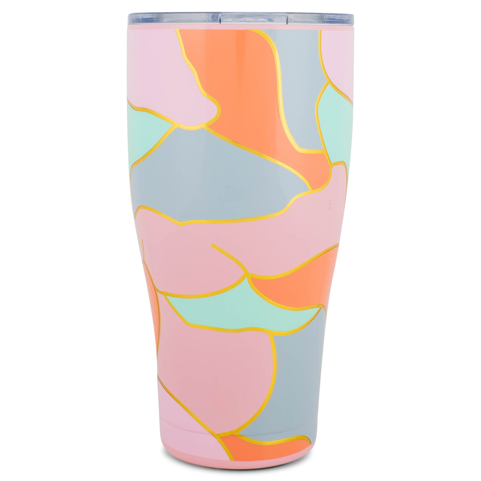 Mary Square Colorful Pink Orange Color Block 32 ounce Stainless Steel