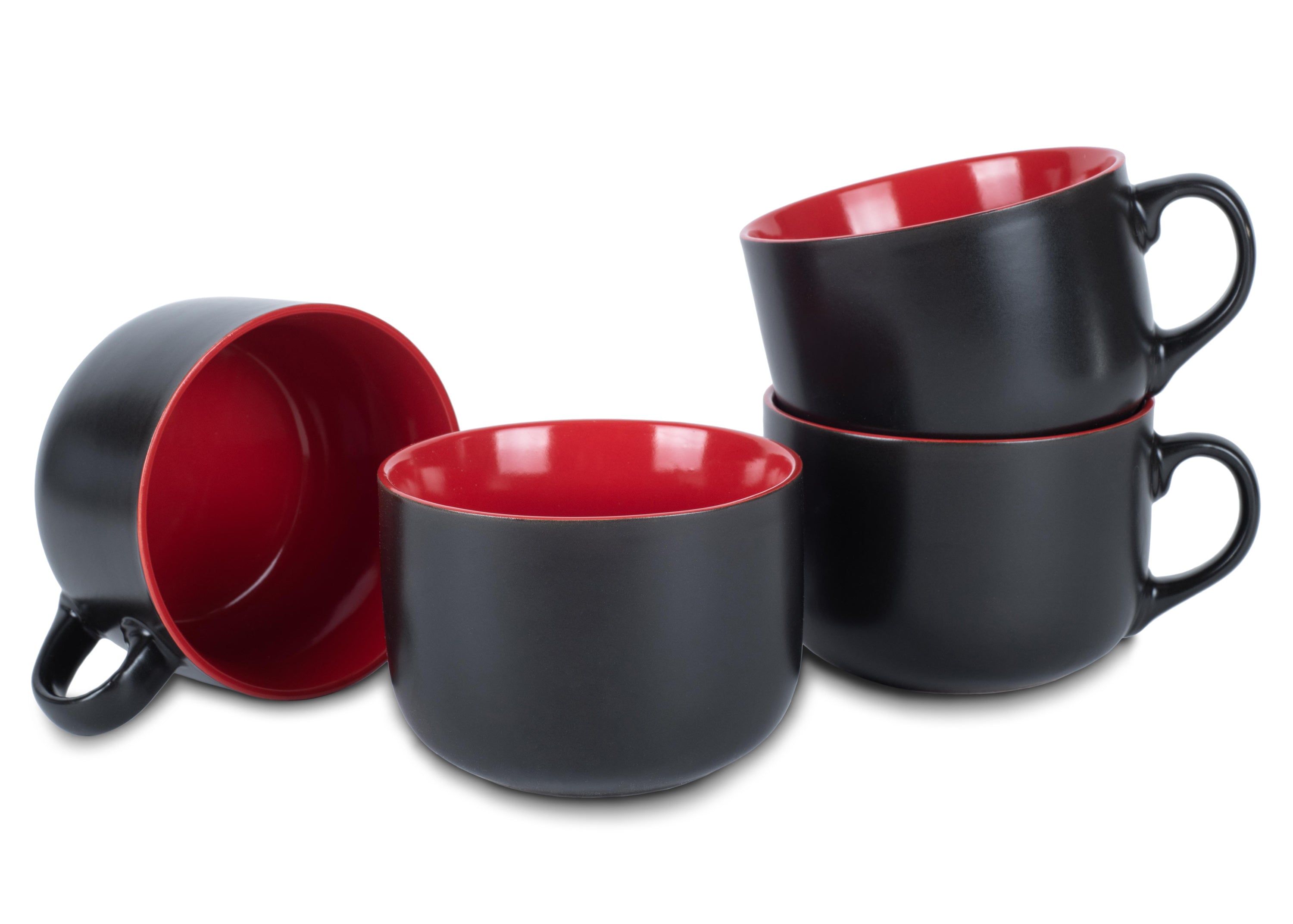 Elanze Designs Large Color Pop 24 ounce Ceramic Jumbo Soup Mugs Set of