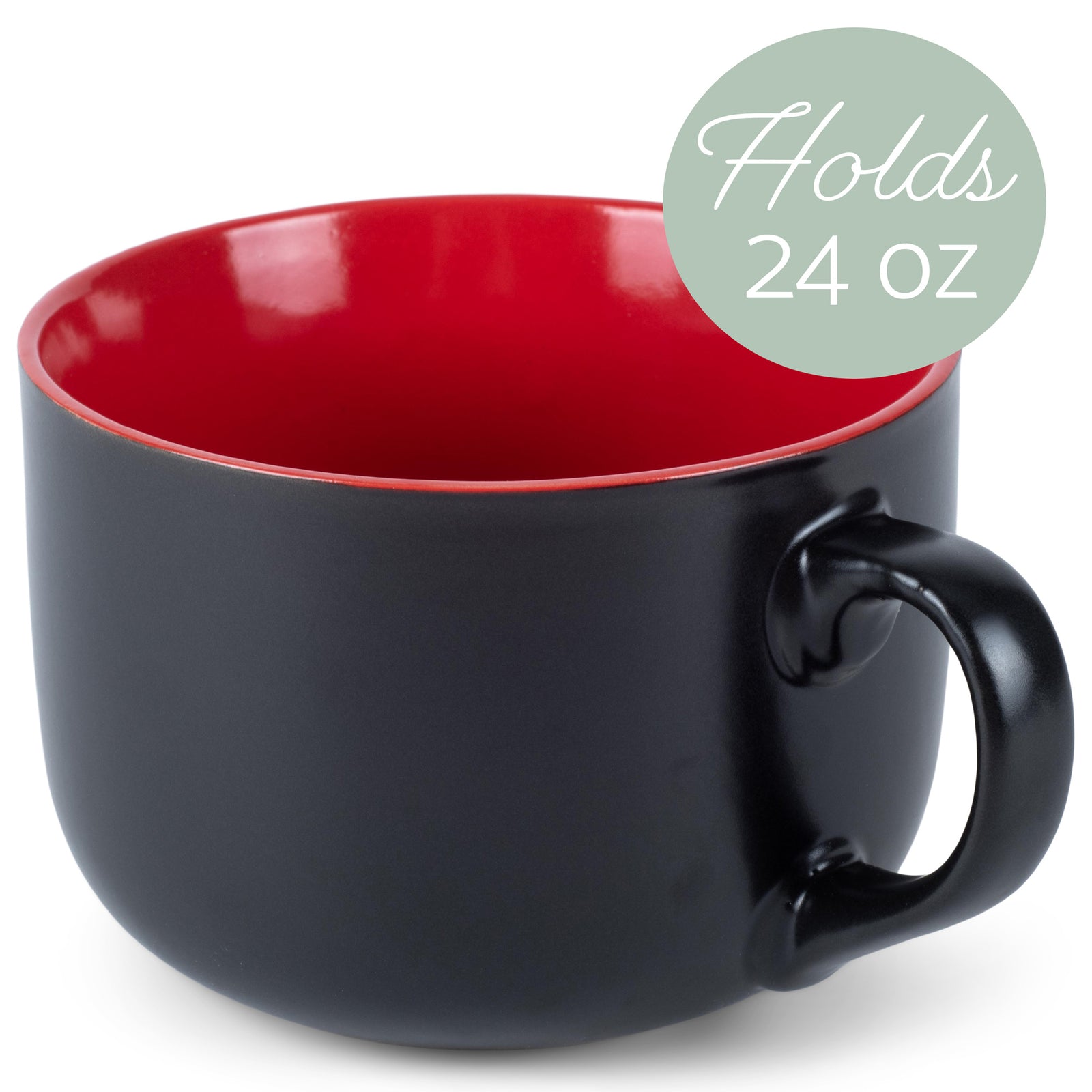 Elanze Designs Large Color Pop 24 ounce Ceramic Jumbo Soup Mugs Set of