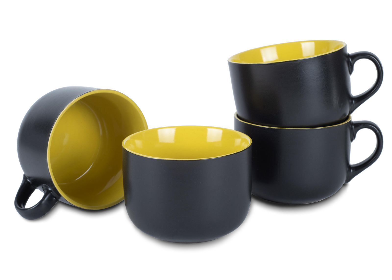 Elanze Designs Large Color Pop 24 ounce Ceramic Jumbo Soup Mugs Set of