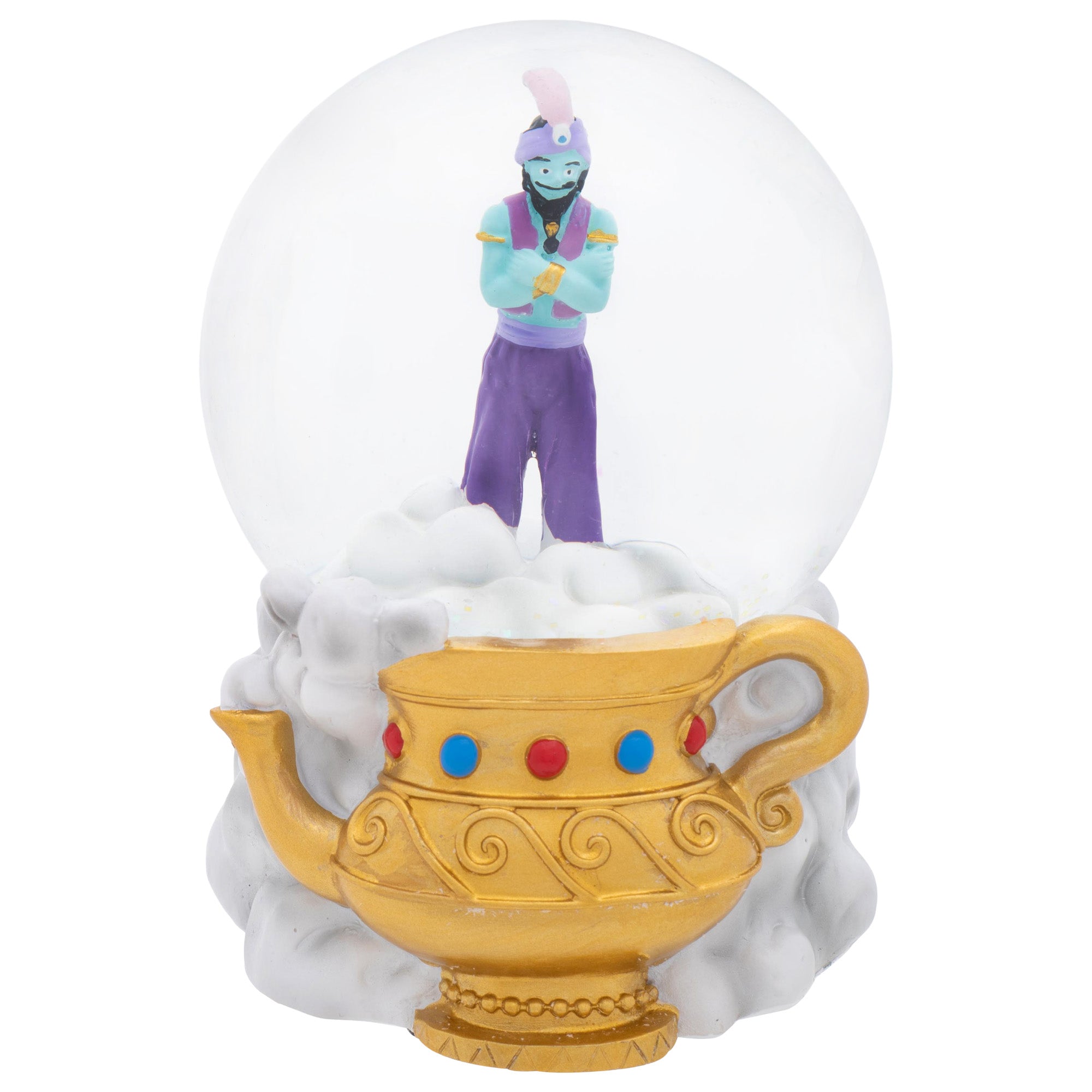 Genie Gold Tone 5.7 x 4.3 Resin Stone Glitter Globe Plays Fantasie Imp