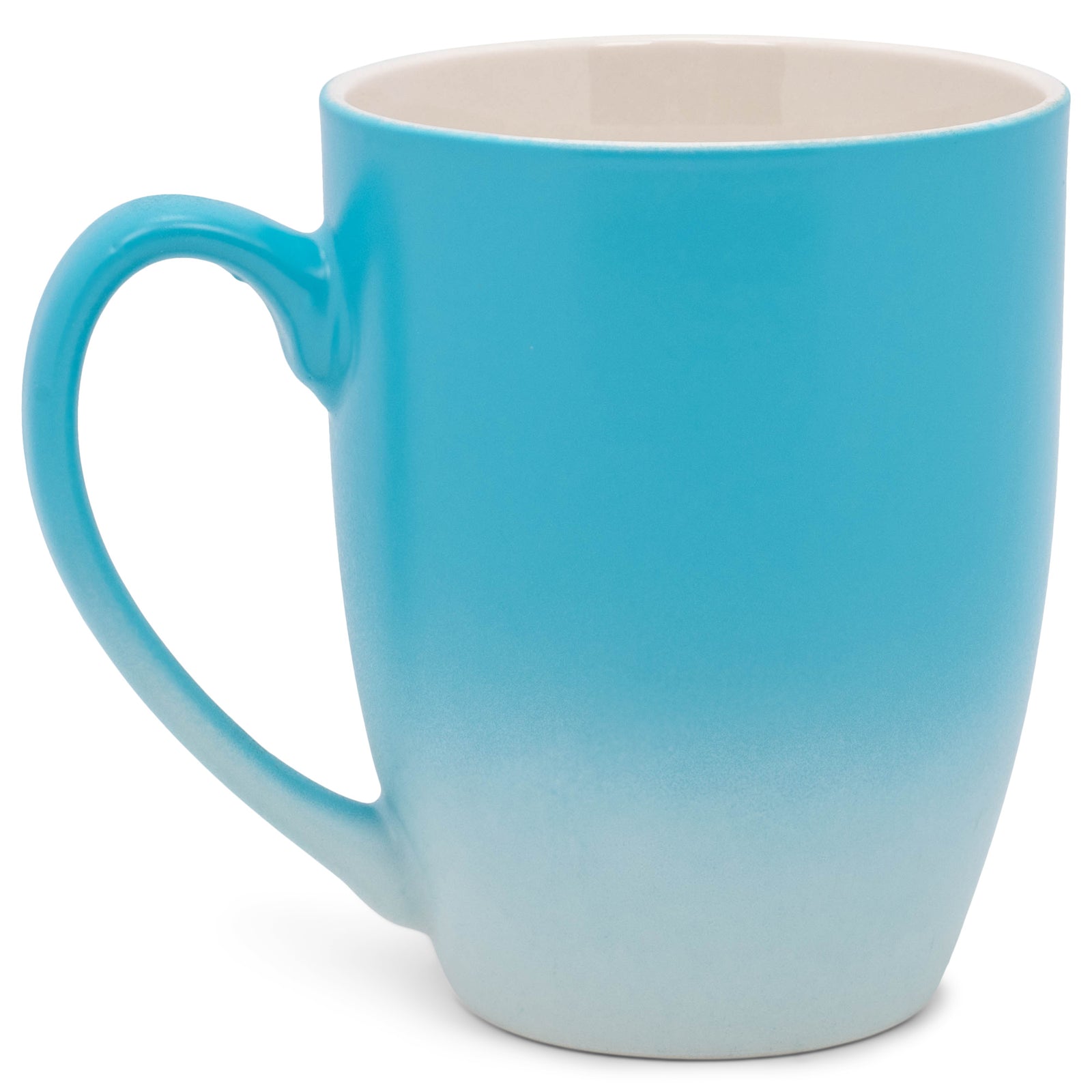 Blue White Two Toned Ombre Matte 10 ounce Ceramic Stoneware Coffee Cup