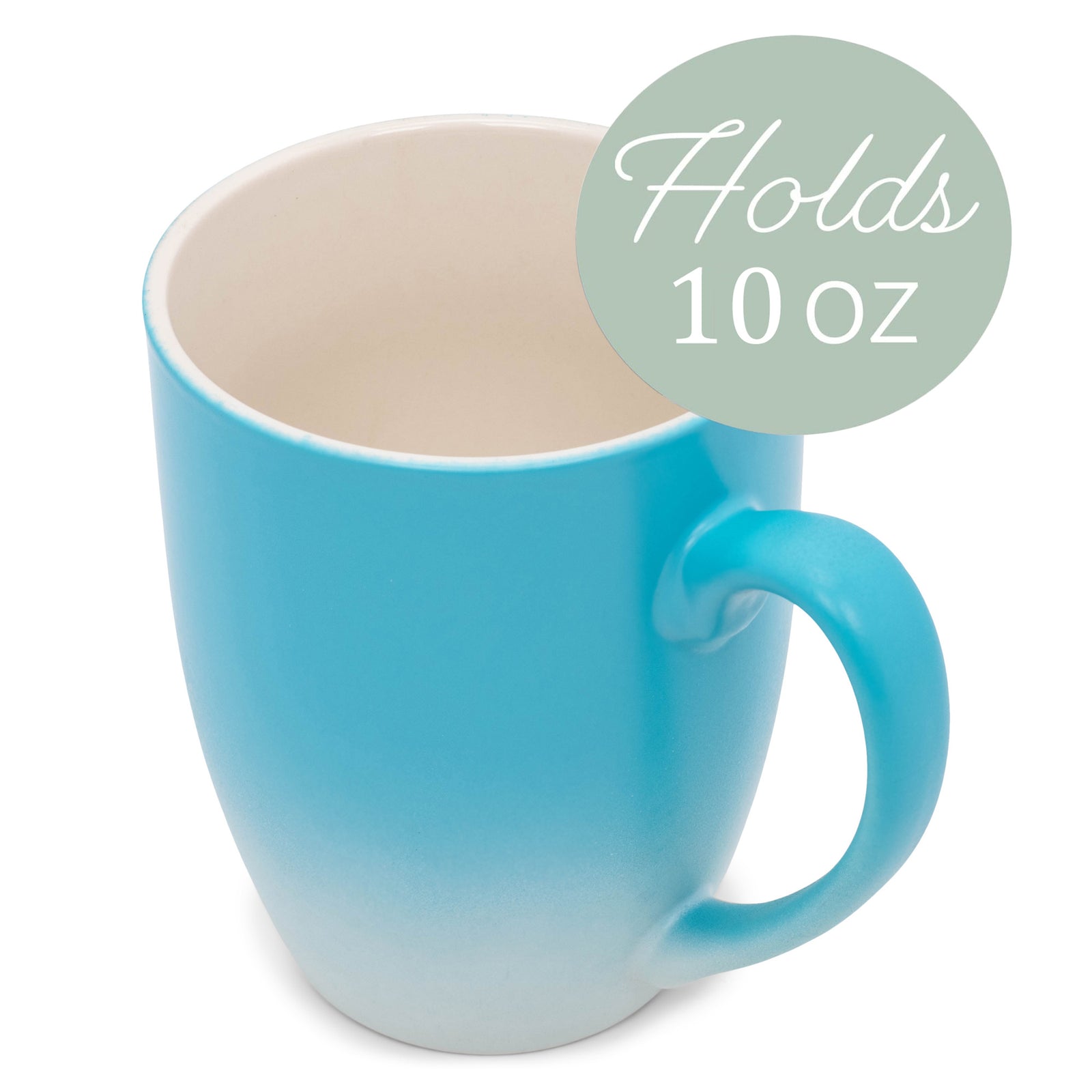 Blue White Two Toned Ombre Matte 10 ounce Ceramic Stoneware Coffee Cup