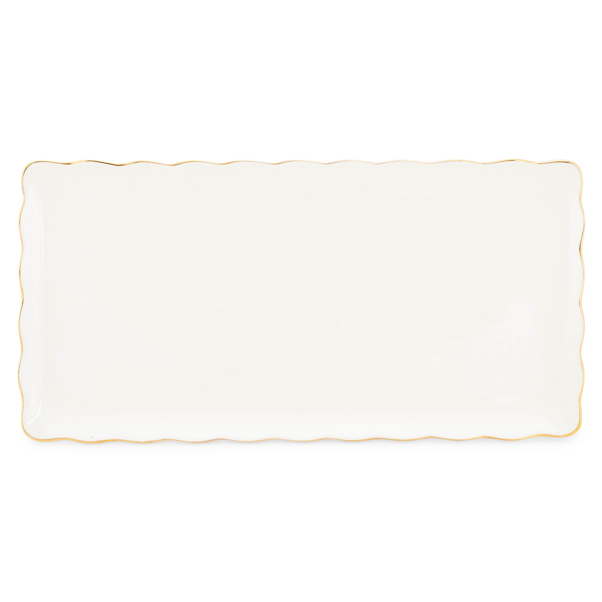 Mary Square Classic White Gold Rimmed 16 x 7 Ceramic Horizontal Servin